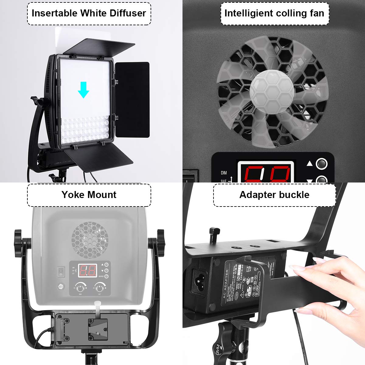 GVM 900D LED Video Light,Dimmable Bi-Color and Stand video Lighting Kit, APP Intelligent Control System, CRI97,3200-5600K fo YouTube Studio Photography, Outdoor Video Shooting Lighting (2 Packs)