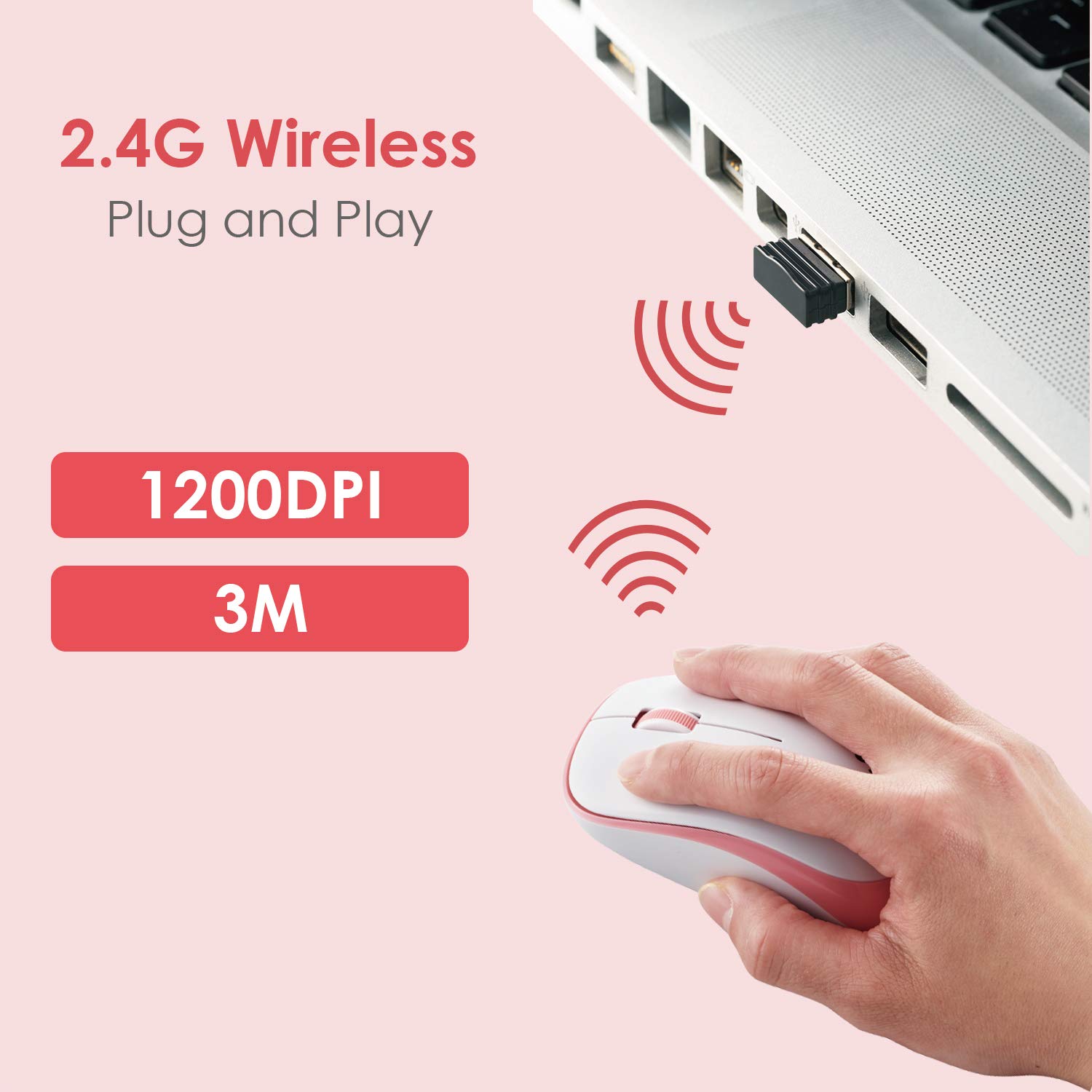 ELECOM 2.4G Wireless, Portable Mobile Smiley-Face Mouse for Right/Left Handed Use, IR LED, 1200 DPI 2.5 Years Long Battery Life, Recommended Silent Click (M-IR07DRSPN)
