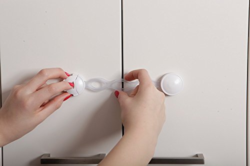Dreambaby Ezy-Check Multi-Use Latch - Child Safety Locks for Cabinets, Fridge, & Cupboards - with Adhesive Backing - White (3 Pack)