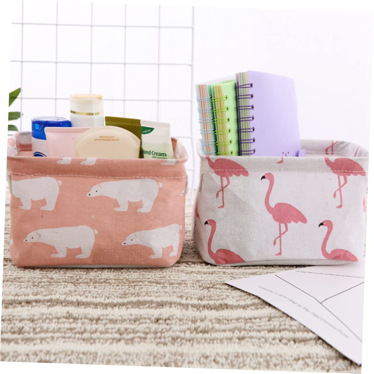 MAGICLULU 6pcs Cartoon Storage Basket Cotton Linen Basket Storage Holder Storage Container