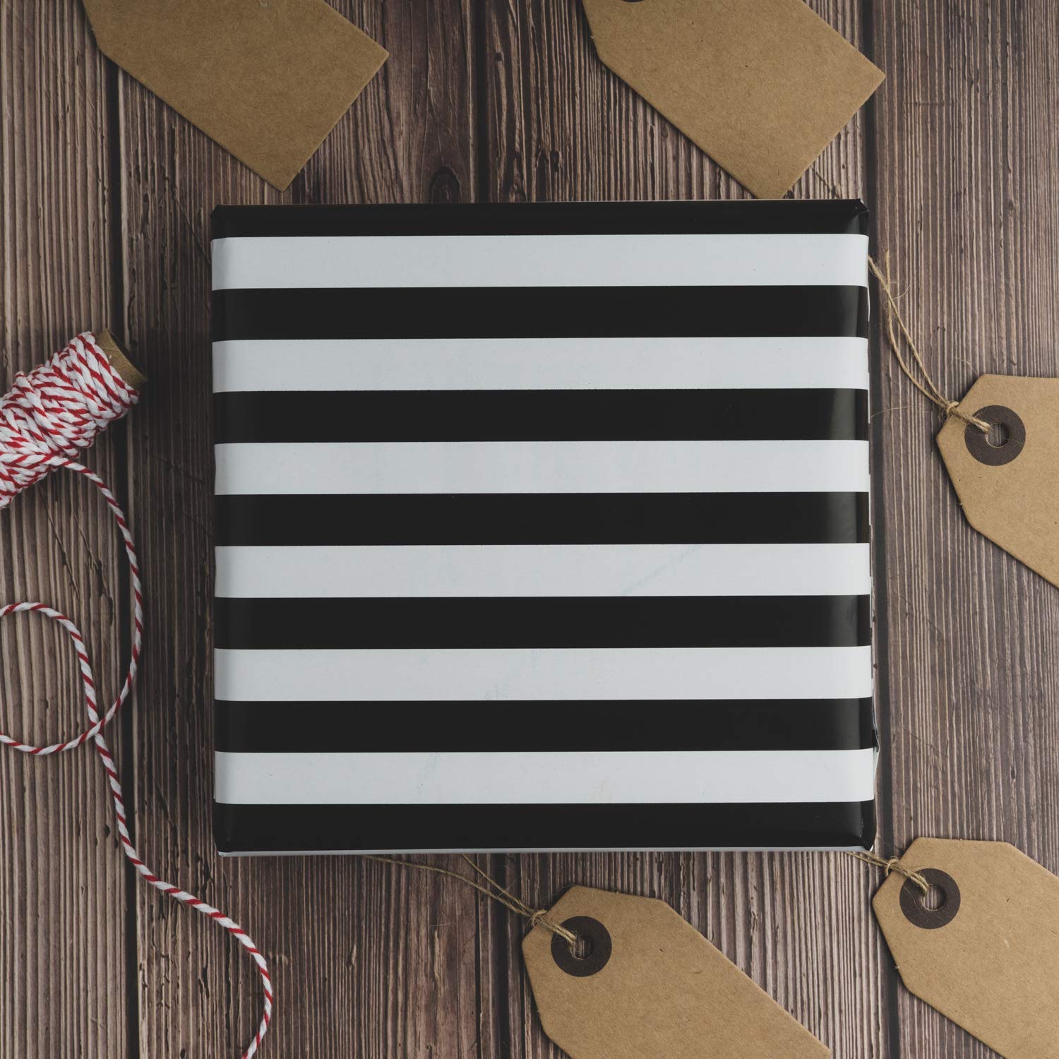 RUSPEPA Wrapping Paper - Mini Roll - Black and White Stripe Design Perfect for Wedding, Birthday, Baby Shower, Party - 17.5 Inch X 32.8 Feet