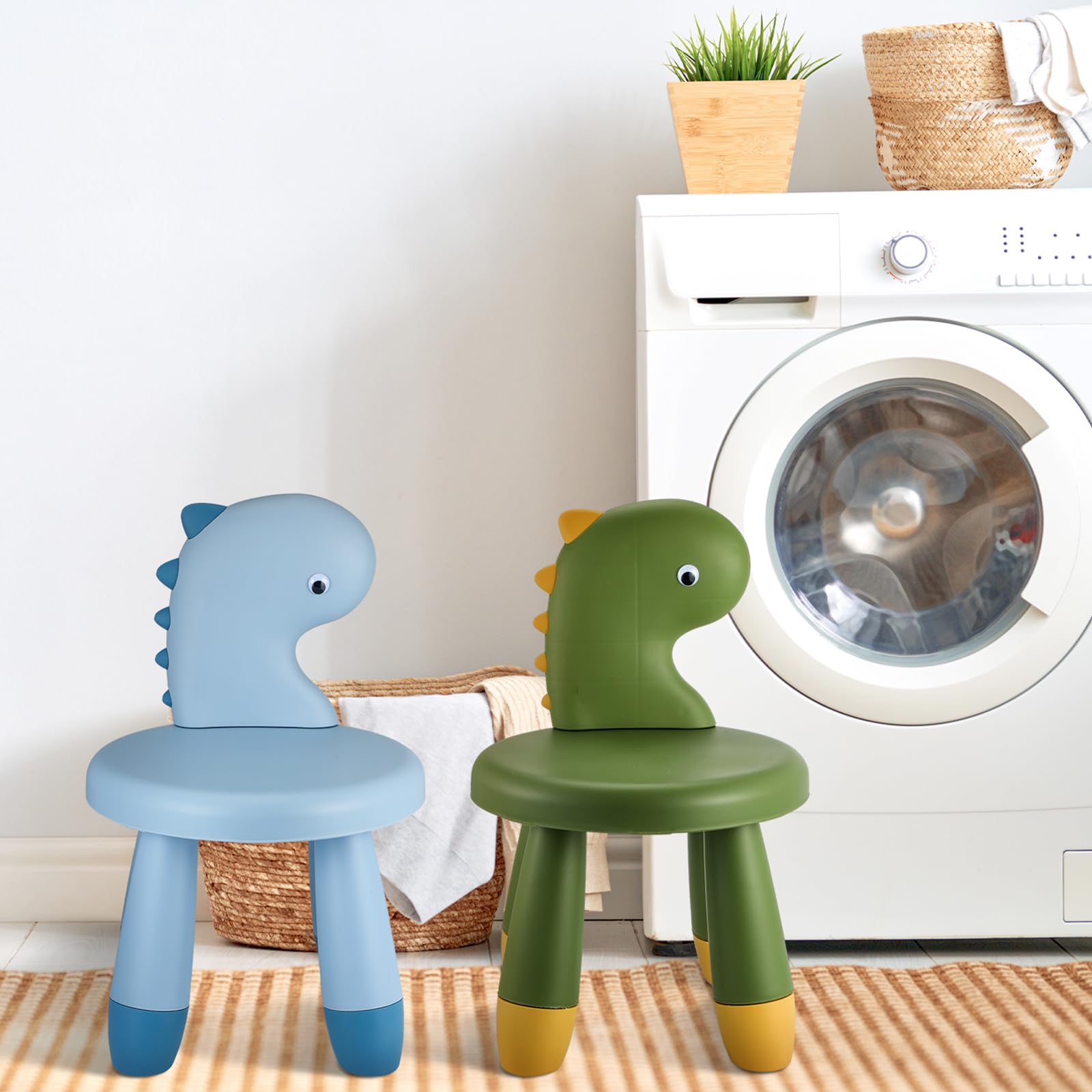 Yuntau 2 Pcs Plastic Dino Chair Sturdy Dinosaur Chairs Lightweight Activity Chairs Ergonomic Design Anti Slip Step Stool for Indoor Outdoor