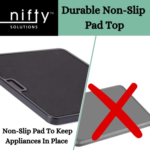 Nifty Medium & Large Appliance Rolling Tray – Black, Home Kitchen Counter Organizer, Integrated Rolling System, Non-Slip Pad Top for Coffee Maker, Stand Mixer, Blender, Toaster