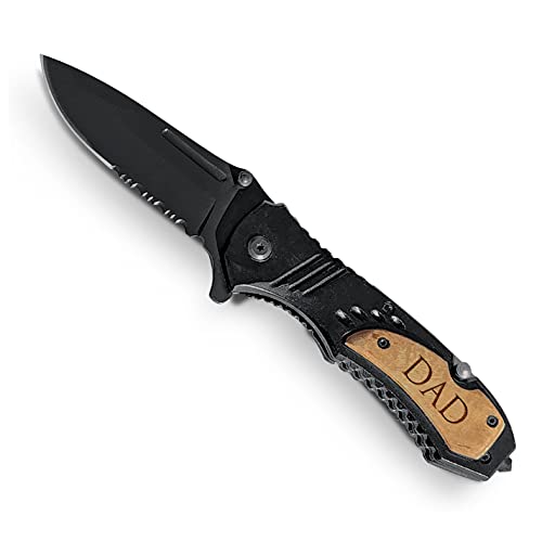 Krezy Case Best Pocket Knife for Dad, Pocket Knife for Daily Use, Engraved Pocket Knife W/Wood Handle and Box for Dad, Fathers Day Idea