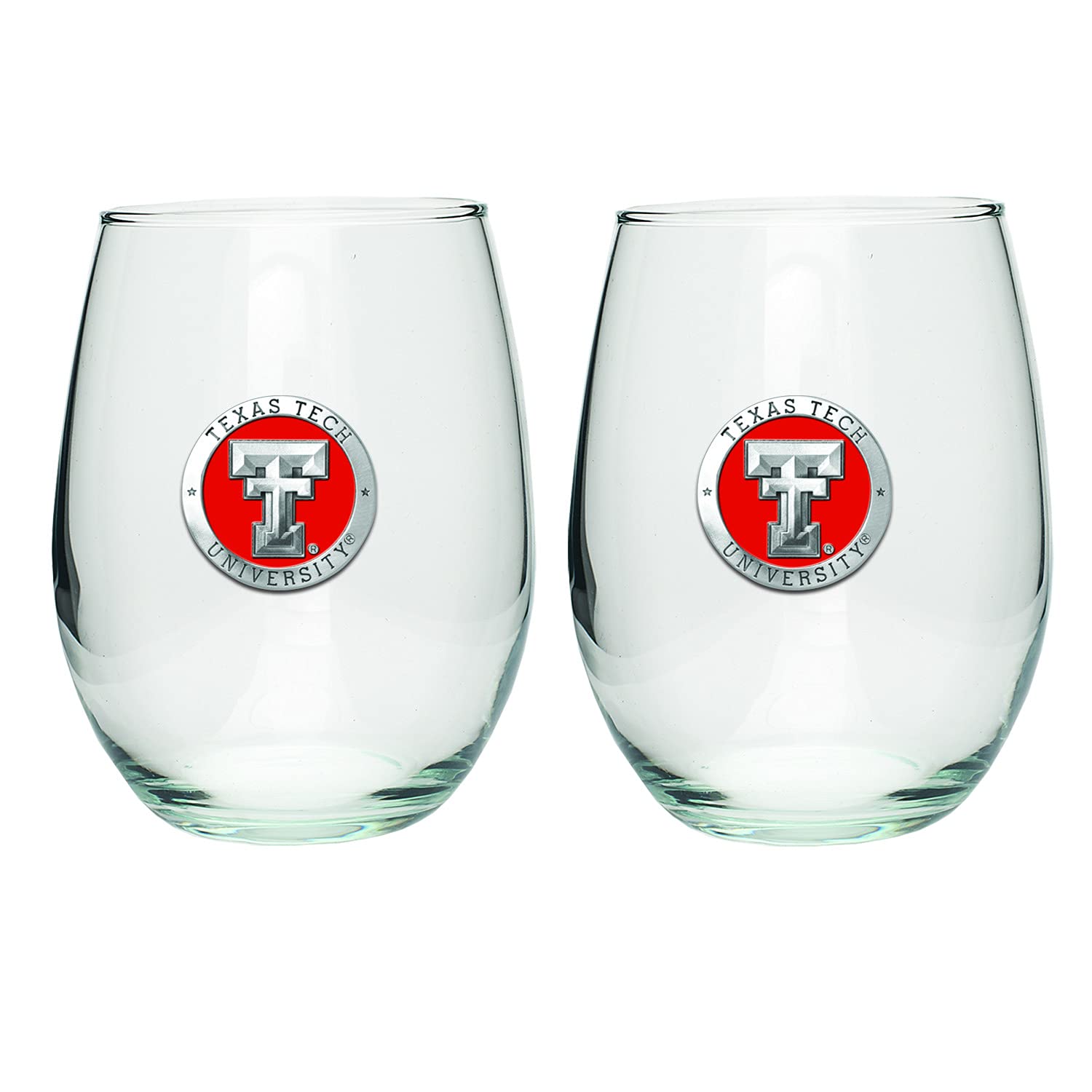 Heritage Pewter Texas Tech Red Raiders Stemless Glass Goblets – Set of 2 | 15 OZ Goblet Wine Glasses | Expertly Crafted Pewter Glass