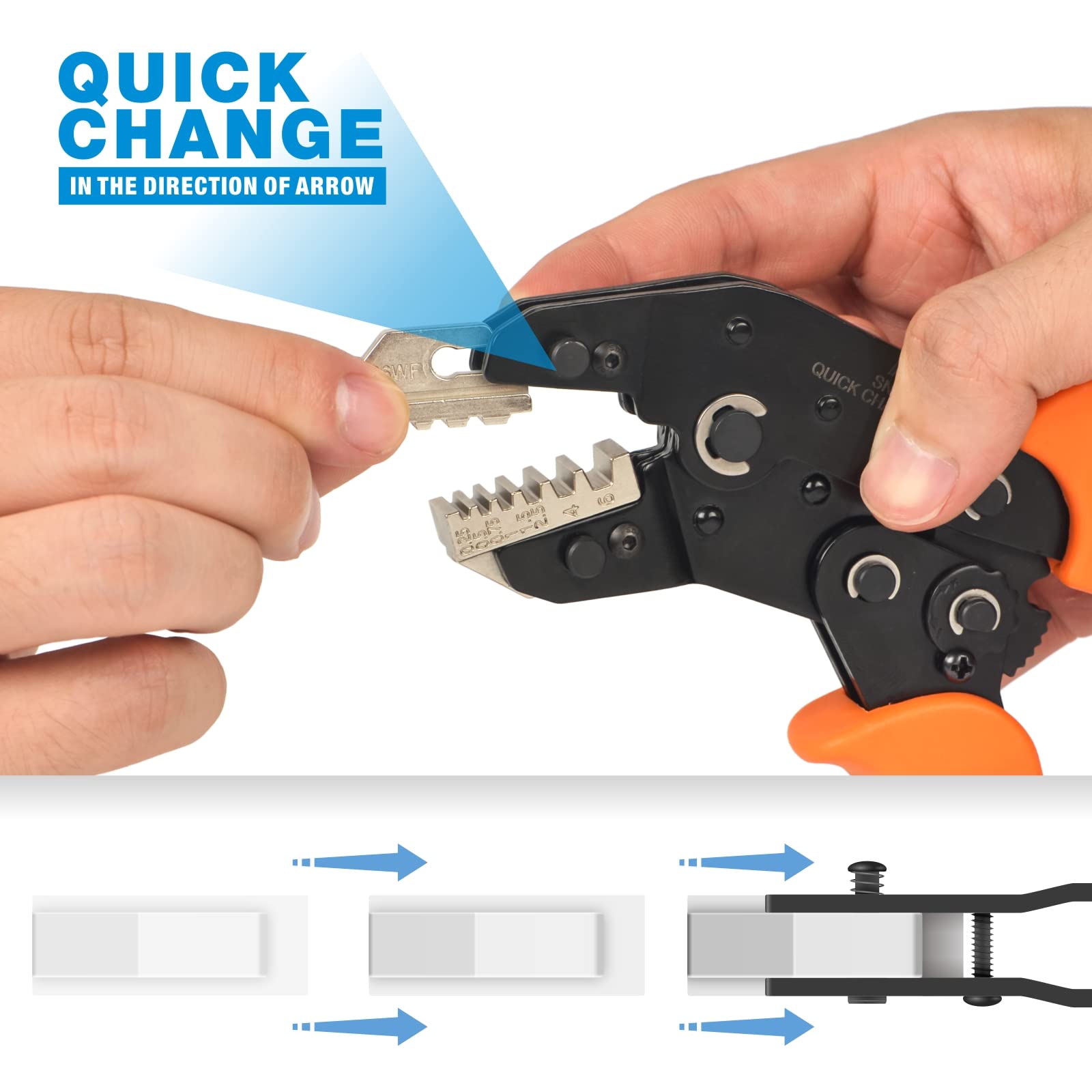 iCrimp Quick Change Ratcheting Crimper Tool Kit, Automotive Service Kit, for Crimping IWS4 Connector, Insulated & Non-insulated Terminal, Open Barrel Terminals, Dupont Connector, End Sleeve Ferrules
