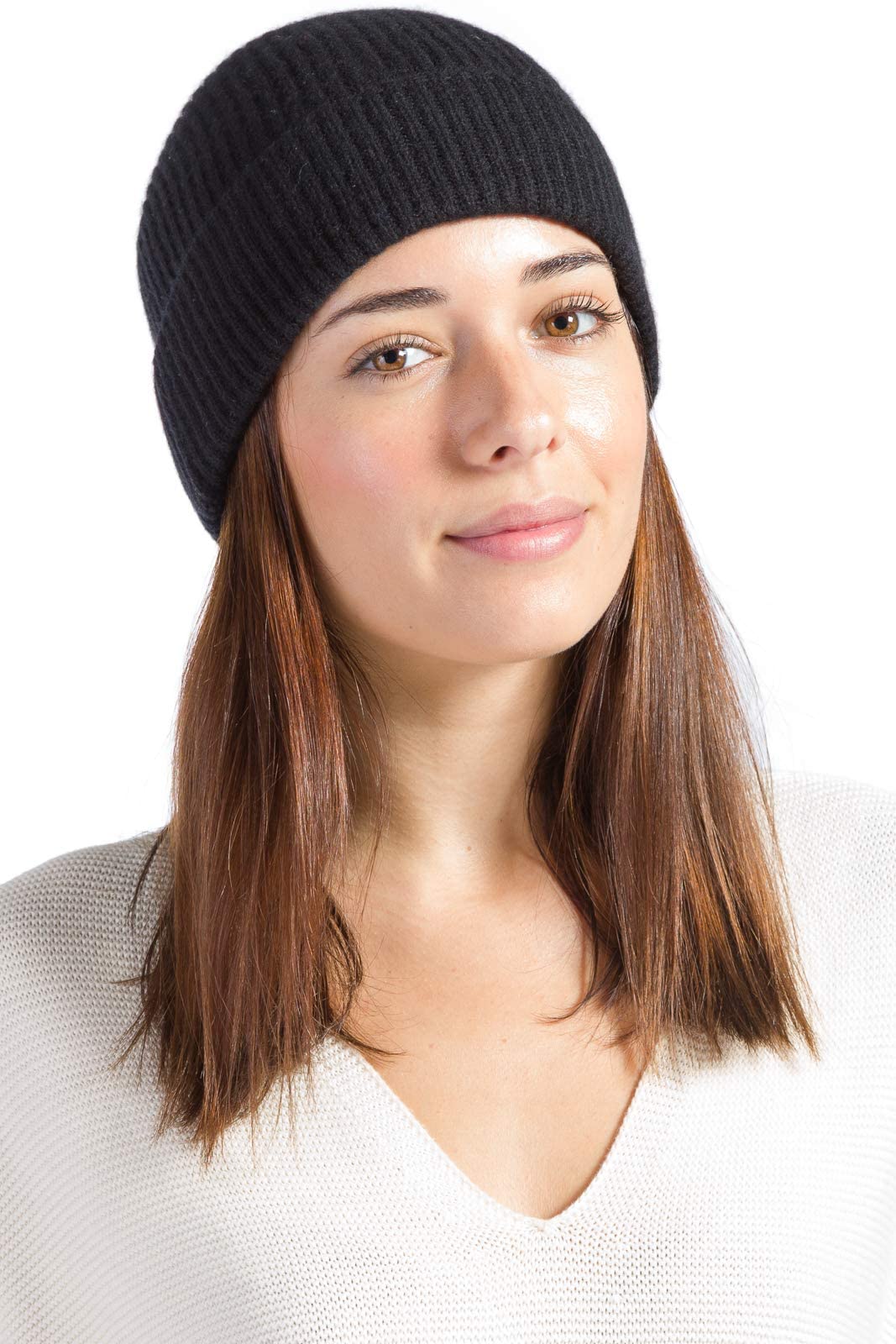 Fishers Finery Women's 100% Cashmere Beanie (Black)