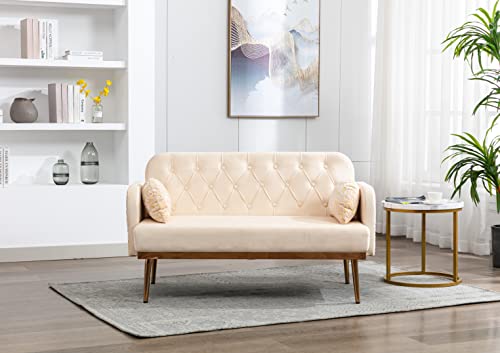 Nigwedete 55'' W Loveseat Sofa, Accent Sofa with Metal Feet, Modern Upholstered Sofa Couch for Small Living Room, Apartment and Small Space, Beige