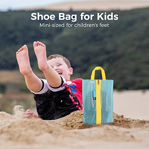 pack all Water Resistant Kids Shoe Bag for Travel, Storage Organizer Shoe Pouch with Zipper, Cute for Girls, Boys,Toddlers(Blue)