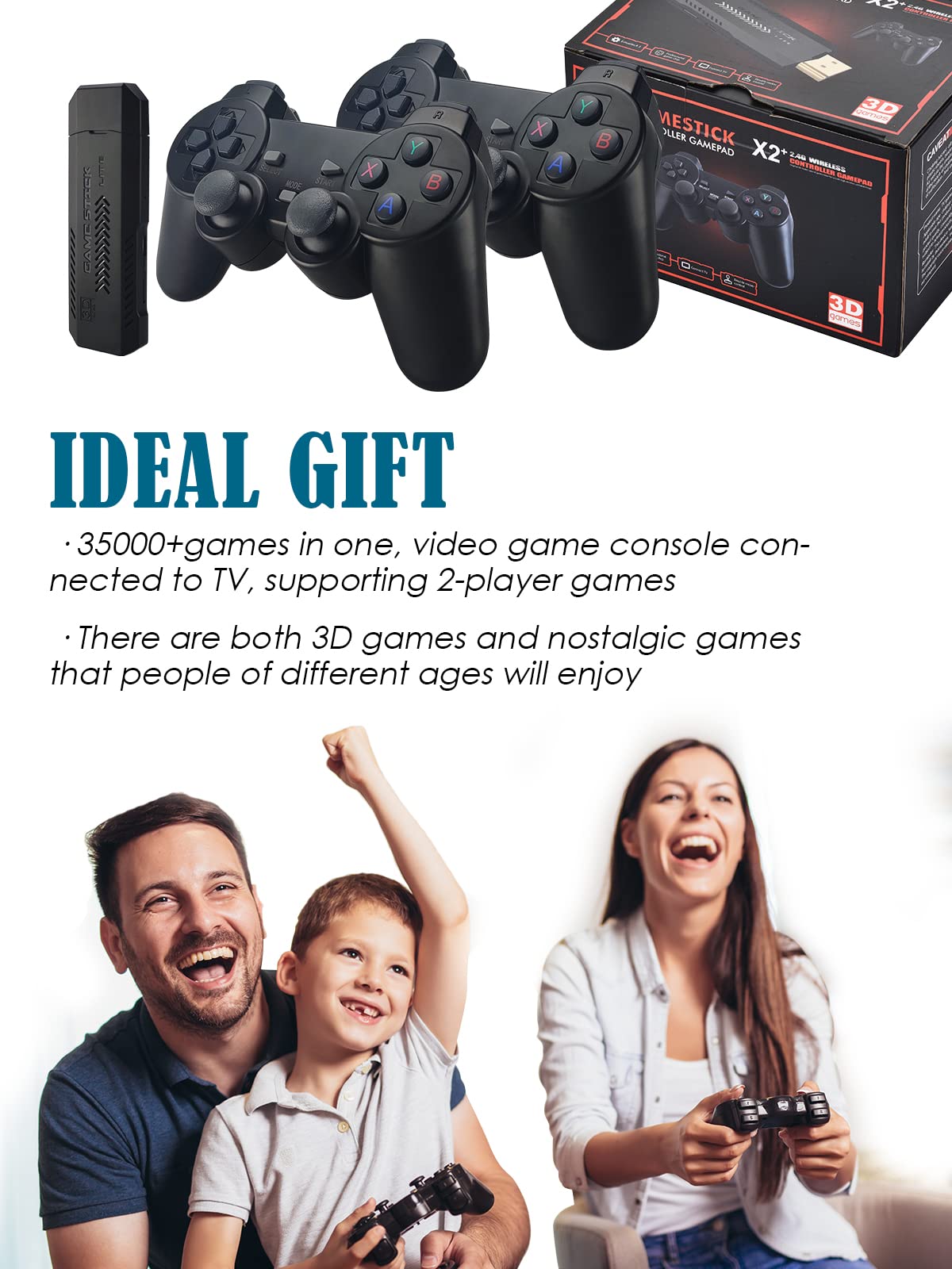 Fadist Retro Game Console, Built in 35000+ Classic Games, 4K HD Output,with 2 Ergonomics Controllers, Plug and Play Game Console, Ideal Gift for Kids, Adult, Friend, Lover