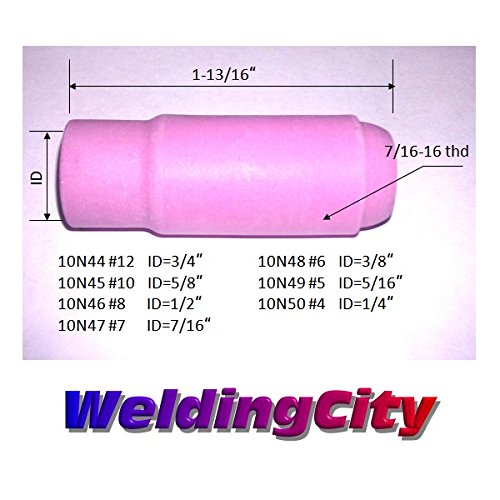 WeldingCity 5-pk Ceramic Cup 10N48 (#6, 3/8") for TIG Welding Torch 17, 18 and 26 Series from Lincoln Miller ESAB Weldcraft