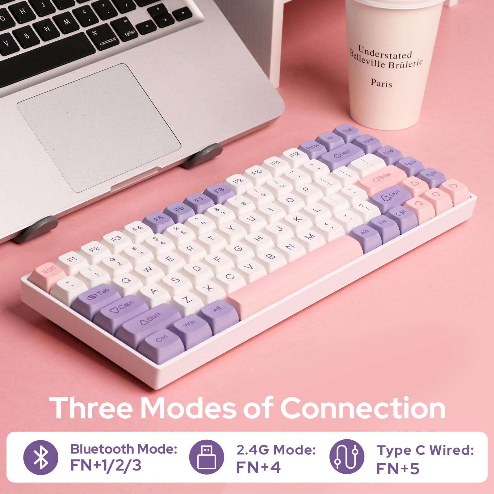 EPOMAKER EP84 84-Key RGB Hotswap Wired Mechanical Gaming Keyboard with PBT Dye-subbed Keycaps for Mac/Win/Gamers (Gateron Red Switch, Grey Black)