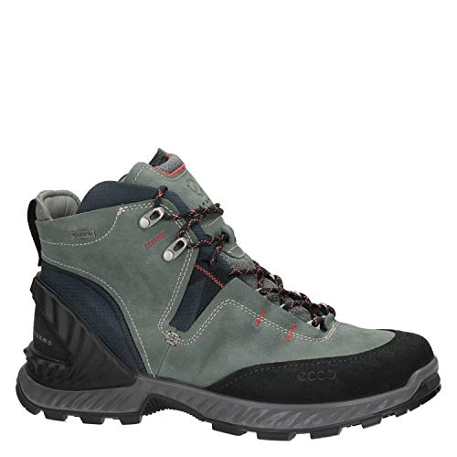 ECCO Men's Exohike High Gore-TEX Waterproof Hiking Boot, Black/Lake Nubuck, 12-12.5