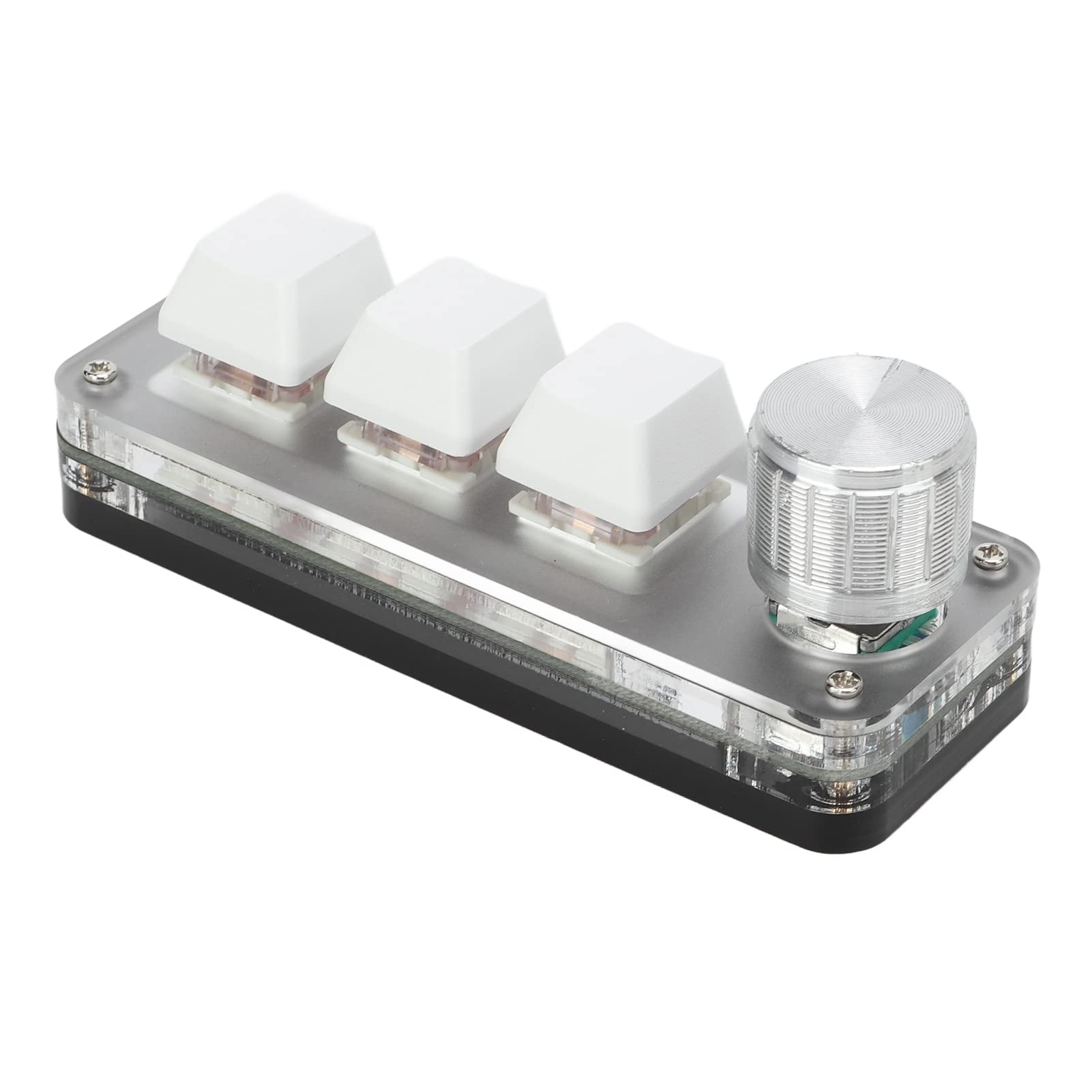 Mini 3 Key Keypad Mechanical White Gaming Keyboard Programmable One Handed for Office Games Music Industrial Control Mini Customized Keypad