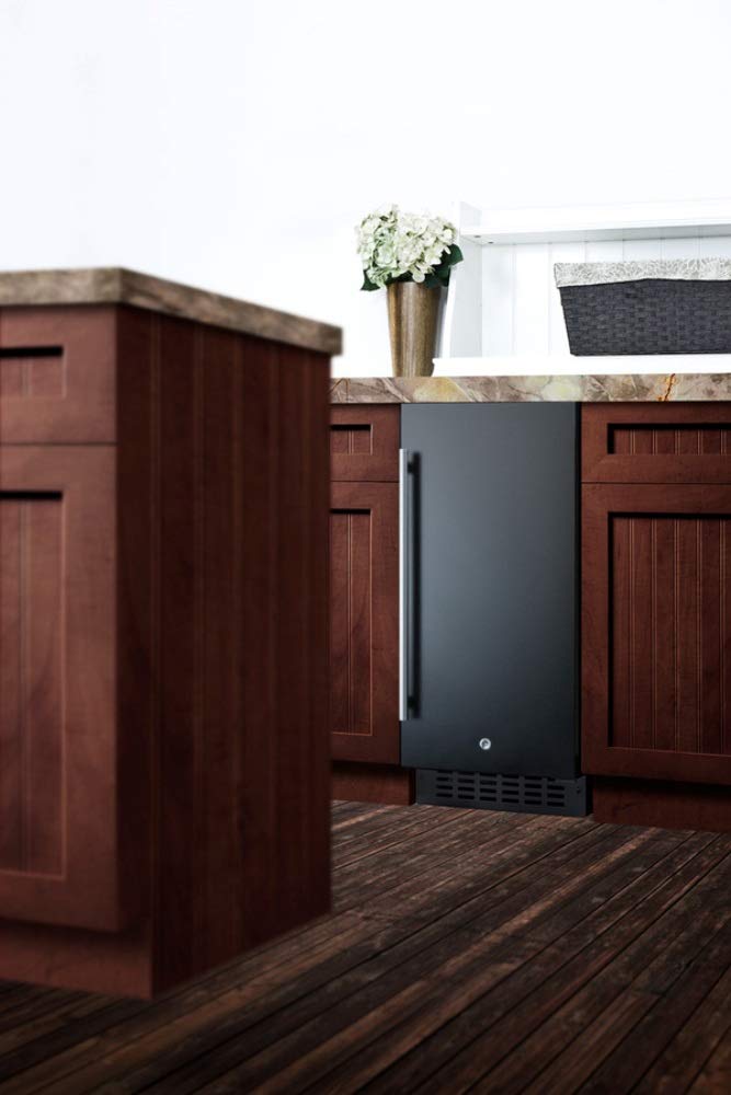 Summit Appliance ALR15B ADA Compliant 15" Wide All-refrigerator for Built-in or Freestanding Use with Digital Controls, LED Light, Right Door Swing, Lock and Black Exterior Finish