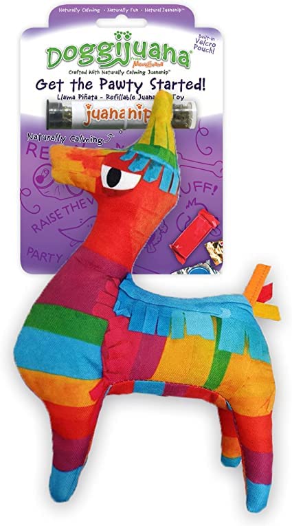 Doggijuana Get The Pawty Started Llama Pinata / Refillable Catnip Dog Toy / Juananip Refill Bottle / Promotes Play and Helps Your Dog Chill