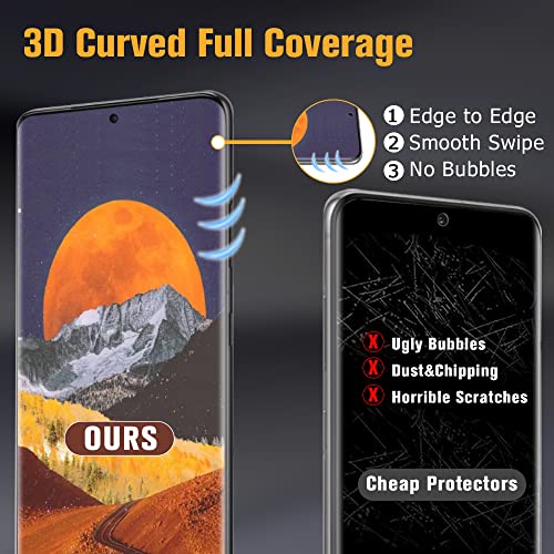 LETANG [2 +2 Pack] Galaxy S21 Ultra Screen Protector + Camera Lens Protector [9H Hardness][Fingerprint Unlock] [HD Clear] 3D Full Coverage Tempered Glass Film for Samsung Galaxy S21 Ultra 6.8 Inch