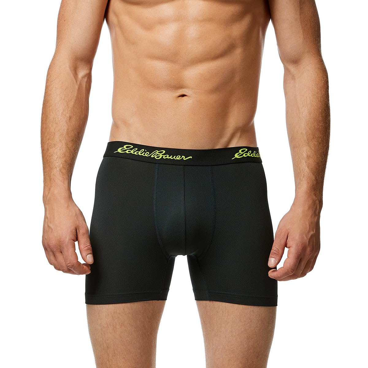 Eddie Bauer Men 5" No Fly Performance Brushed Fabric Boxer Brief Underwear (4 Pack), Black/Dust Indigo/Limeade/Dk Loden, X-Large