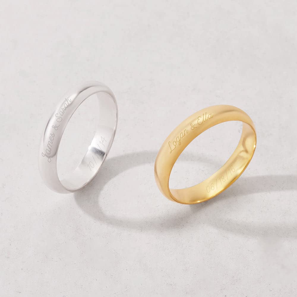 EVE'S ADDICTION Custom Engraved Sterling Silver Band, Ring Sizes 8 - Engravable Sterling Silver 5mm Band - Promise Ring - Wedding Band - Commitment Ring - Couples Jewelry - Gifts for Mom