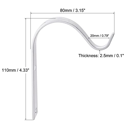 MECCANIXITY Iron Wall Hooks Hanging Bracket 4 Inch Indoor Outdoor for Hanging Lanterns Plants and Lights (White, Pack of 2)
