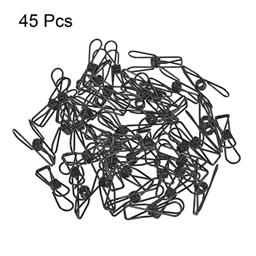 MECCANIXITY Small Metal Wire Clip 1 Inch Multi-Purpose Bag Clamp for Home Office Kitchen, Black Pack of 45