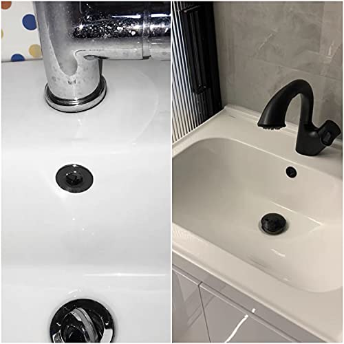 ITROLLE Sink Overflow Cover 2PCS Bathroom Vanity Sink Basin Trim Circle Overflow Rings Insert in Round Trim Cap Black