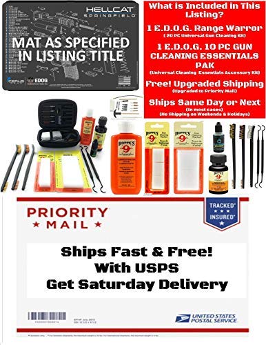 EDOG Range Warrior 27 Pc Gun Cleaning Kit - Compatible with Sig Sauer P320 Tan - Schematic (Exploded View) Mat, Range Warrior Universal .22 9mm - .45 Kit & Tac Book Accessories Set