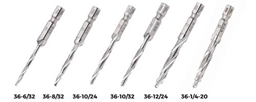 IDEAL Electrical 36-600 Standard Drill/Taps - (8 Piece) 1/4 in. Hex Shank, Drilling, Tapping, Deburring, HSS Bit Kit