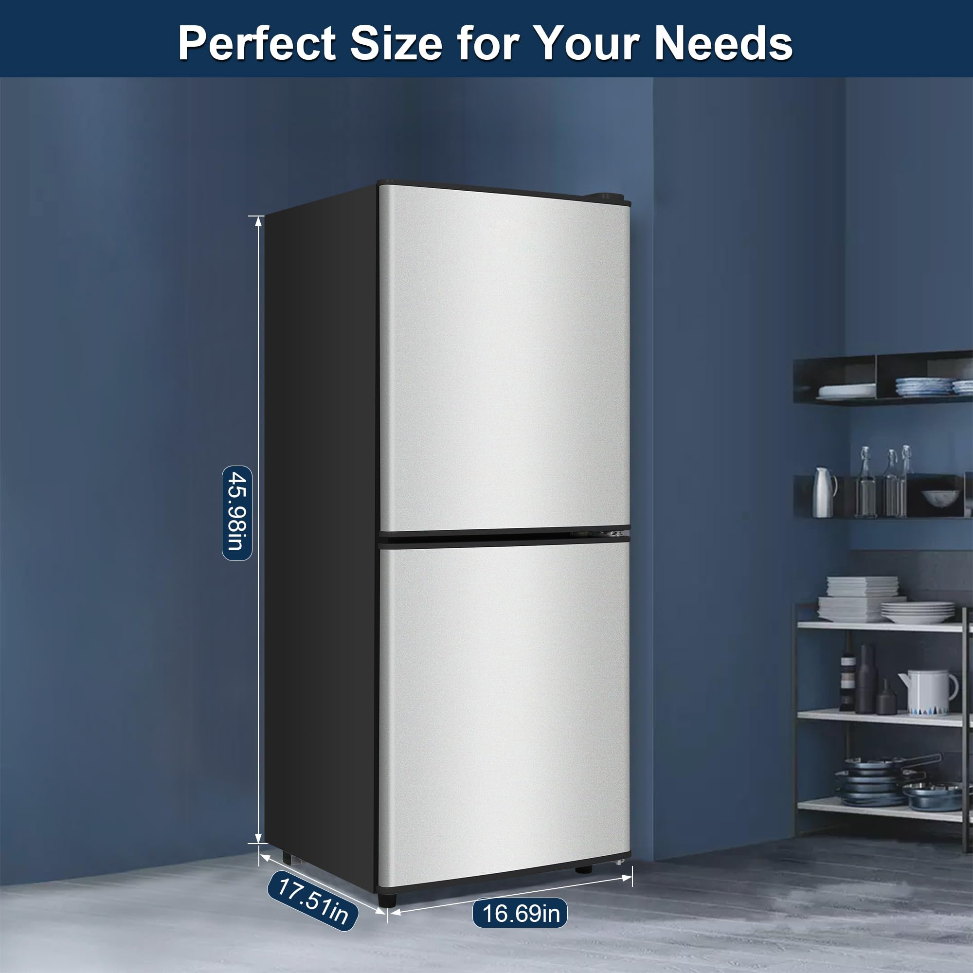 OOTDAY Mini Fridge with Freezer, 4.1 Cu. Ft. Compact Mini Refrigerator, Door Mini Fridge with freezer, Upright for Dorm, Bedroom, Office, Apartment- Food Storage or Drink Beer