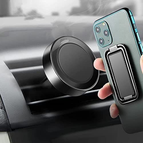 NLQHOPTS Foldable Phone Ring Stand Holder Finger Kickstand, Adjustable 360ºRotation Cell Phone Ring Grip for Office Desktop&Magnetic Car Mount ,Compatible with All Smartphones (Black)