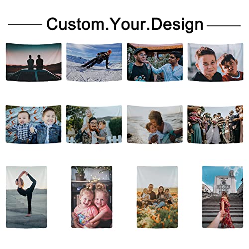 MecTo Custom Tapestry Upload Images Personalized poster Tapestry Customized Backdrop Tapestry Custom Flag wall Hanging for Bedroom Mother's Day, Father's Day, Wedding, Birthday(36 * 48in Vertical)