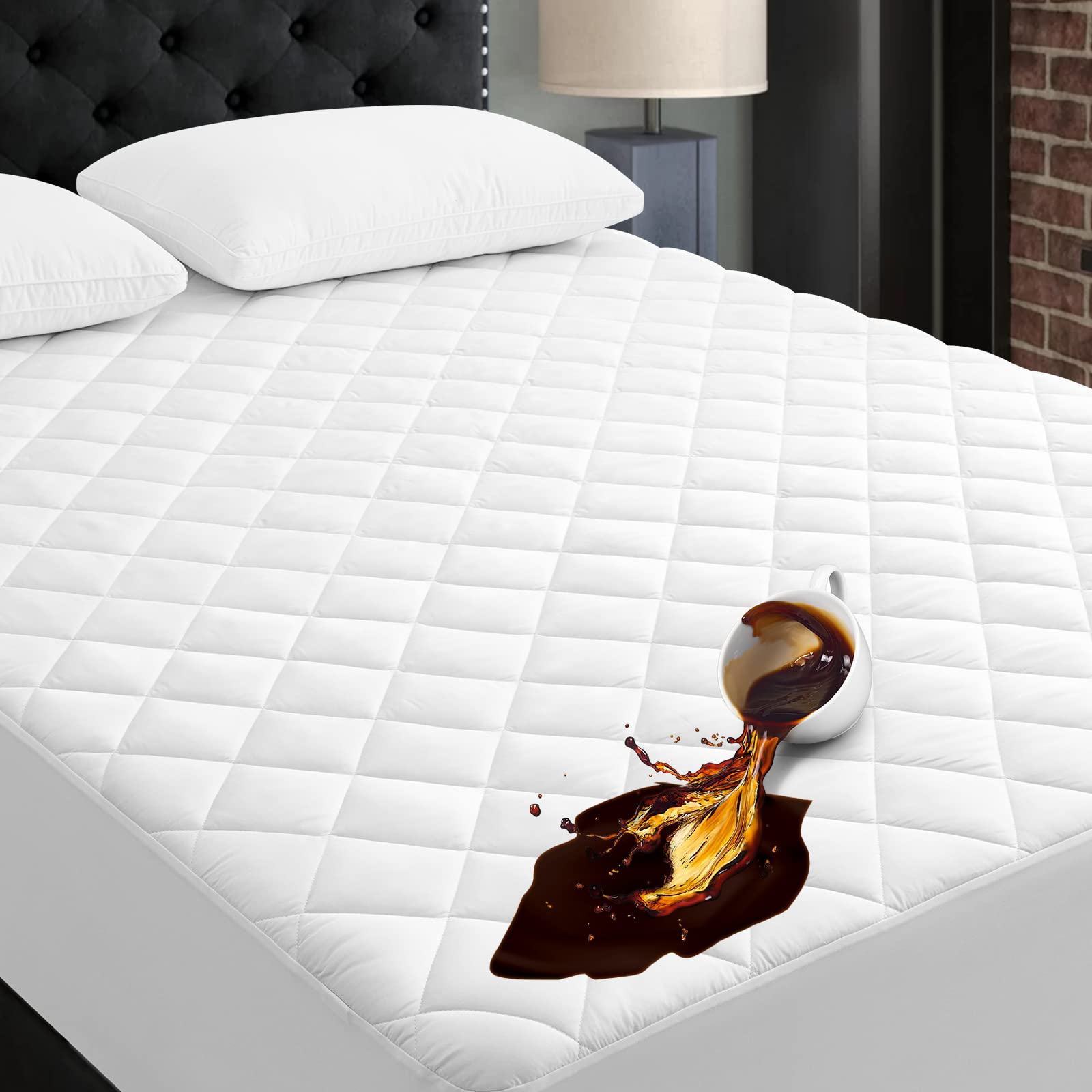 REMOCA HOME Queen Size Waterproof Mattress Pad Protector Cover, Quilted Mattress Pad, Deep Pocket Fits Up to 21", Soft and Comfortable, Breathable and Noiseless (Queen, White)