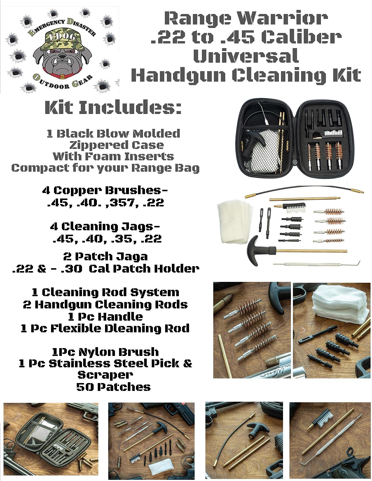 EDOG SIG P365 Tan (Exploded View) Flat Dark Earth PPistol Cleaning Mat & Range Warrior Handgun Cleaning Kit & E.D.O.G. Tac Pak Cleaning Essentials