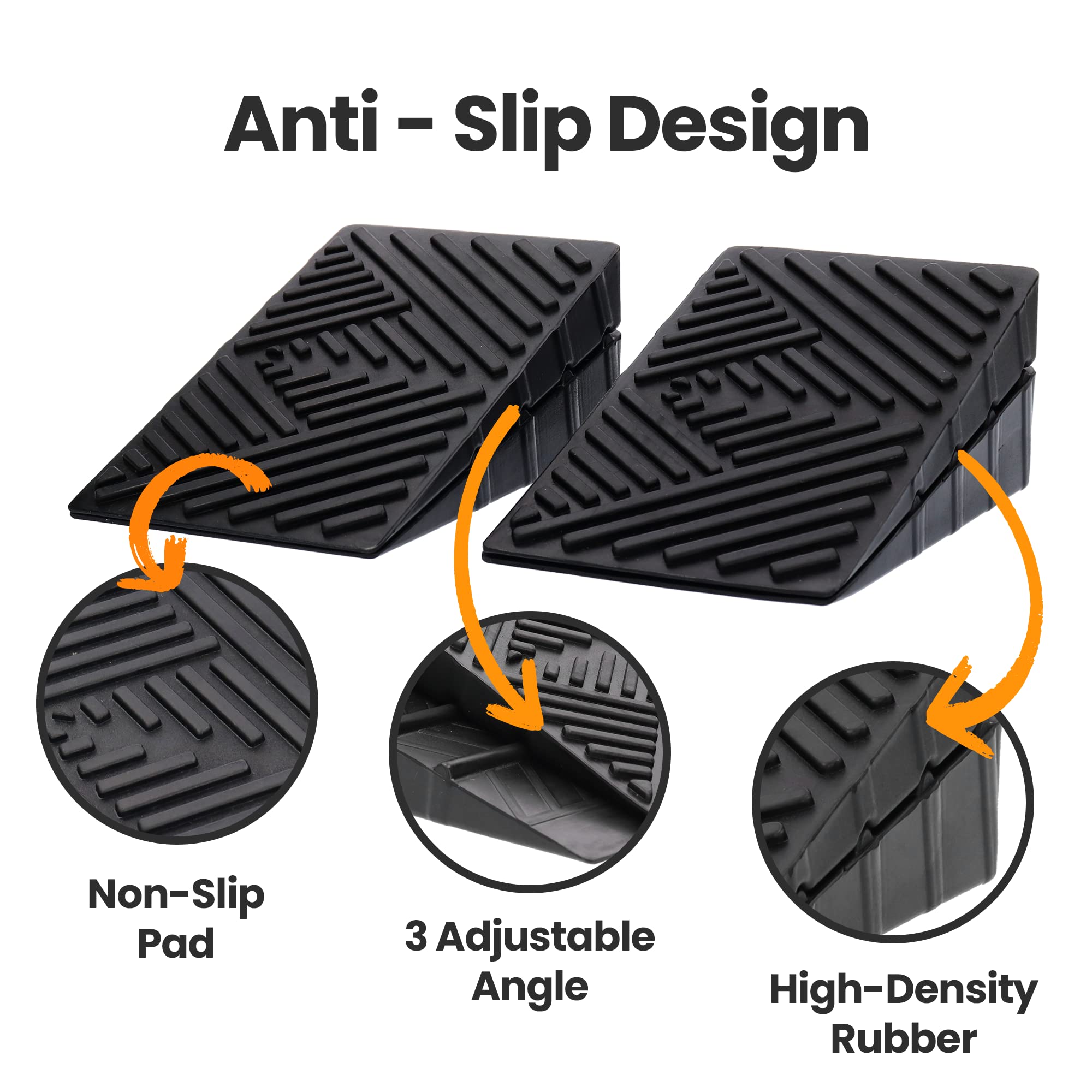 HELLIFT Squat Wedge Block for Heel Elevated Squats & Resistance Band Sets (5PCS) - Non-Slip Deadlift Weight Lifting Adjustable Rubber Calf Stretcher Black