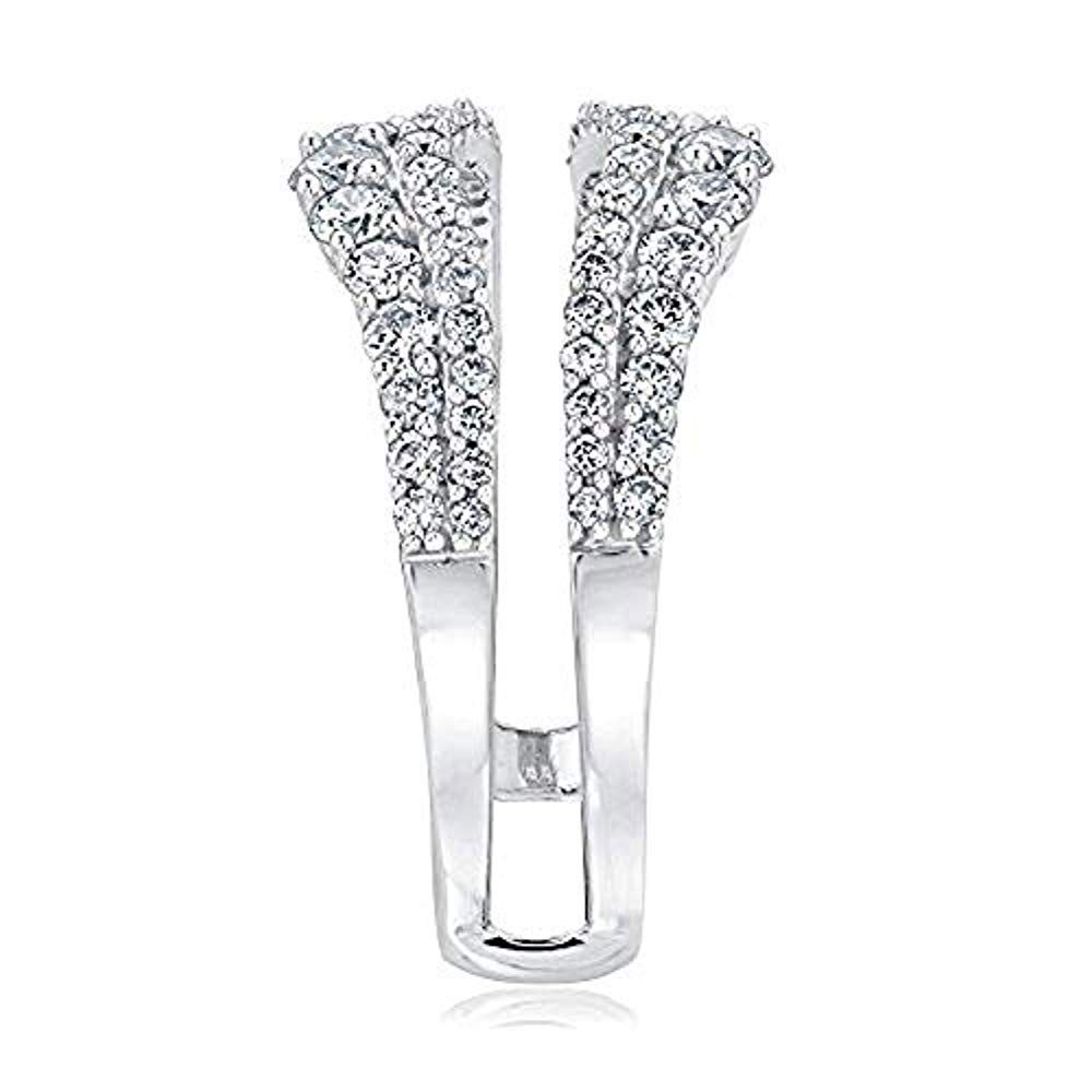 Double Solitaire Enhancer Ring Round 1.00ct Simulated CZ Diamonds Ring Guard Wrap Jacket 14k White Gold Plated for Womens