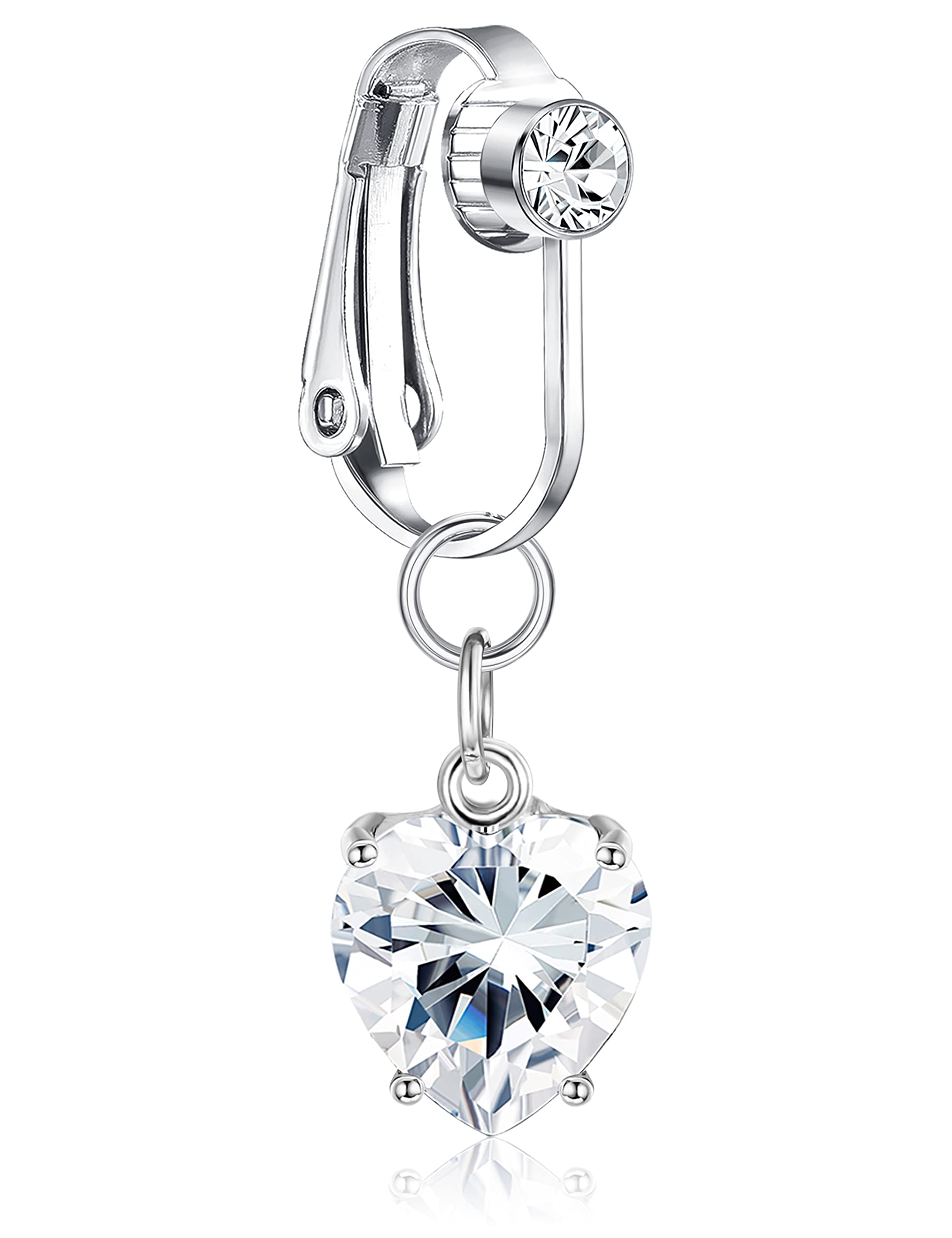 Florideco Fake Belly Ring for Women Navel Ring Non Piercing Clip On Belly Piercing Fake Belly Button Piercing