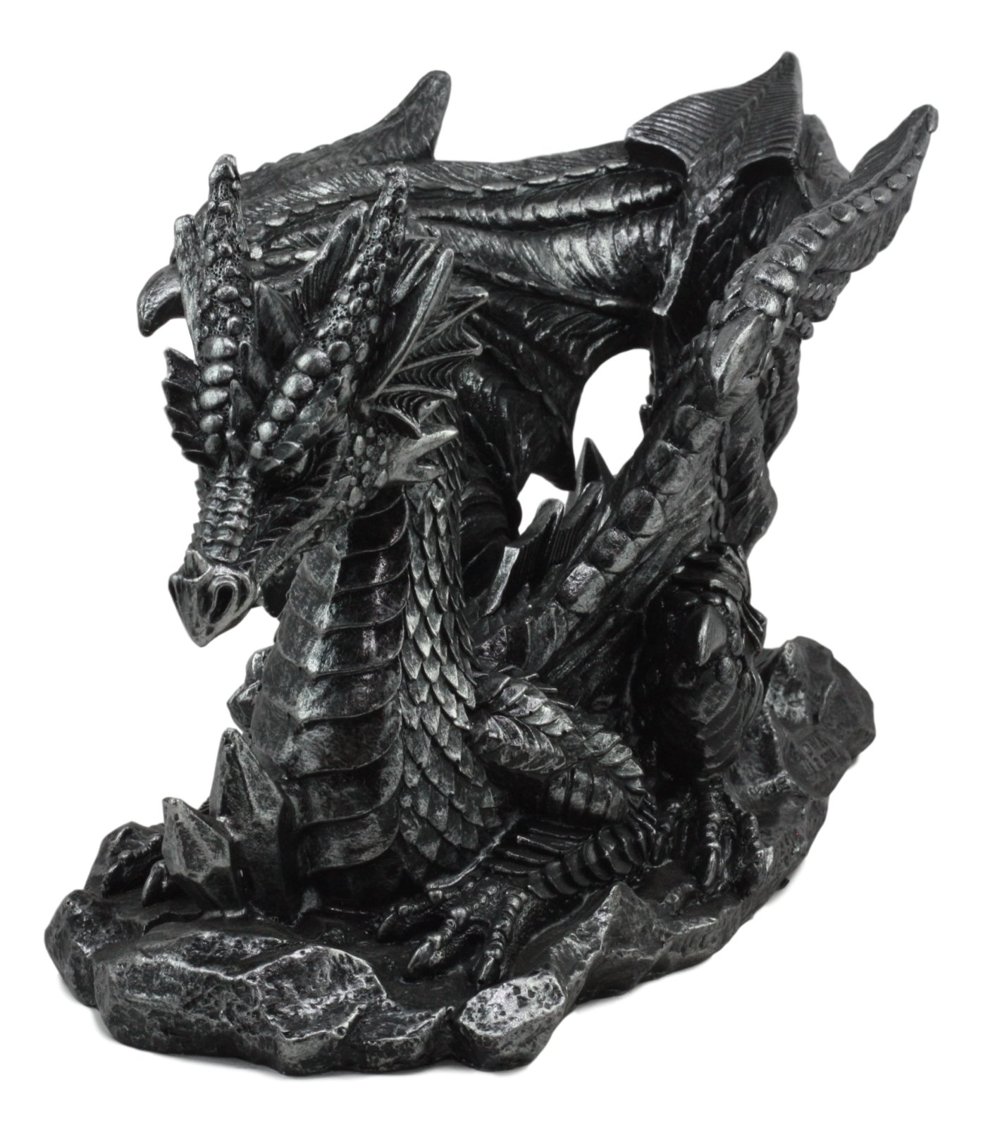 Gothic Faux Stone Old Wise Dragon Blood Centurion Wine Bottle Holder Figurine