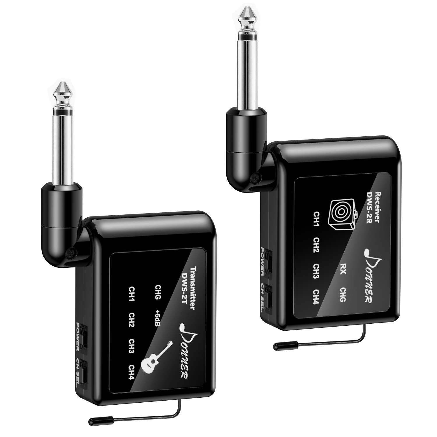 Donner Wireless Guitar System, Upgraded Digital Wireless Guitar Transmitter Receiver, for Electric Guitar Bass Violin Instrument Ultra-Low Latency 200ft Range Rechargeable (DWS-2)