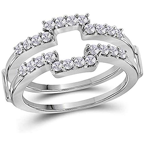 Fascinate Jewels 0.50Ct Round Cut White Diamond 14K White Gold Over 925 Sterling Silver Diamond Wedding Band Wrap Ring Guard Enhancer for Women