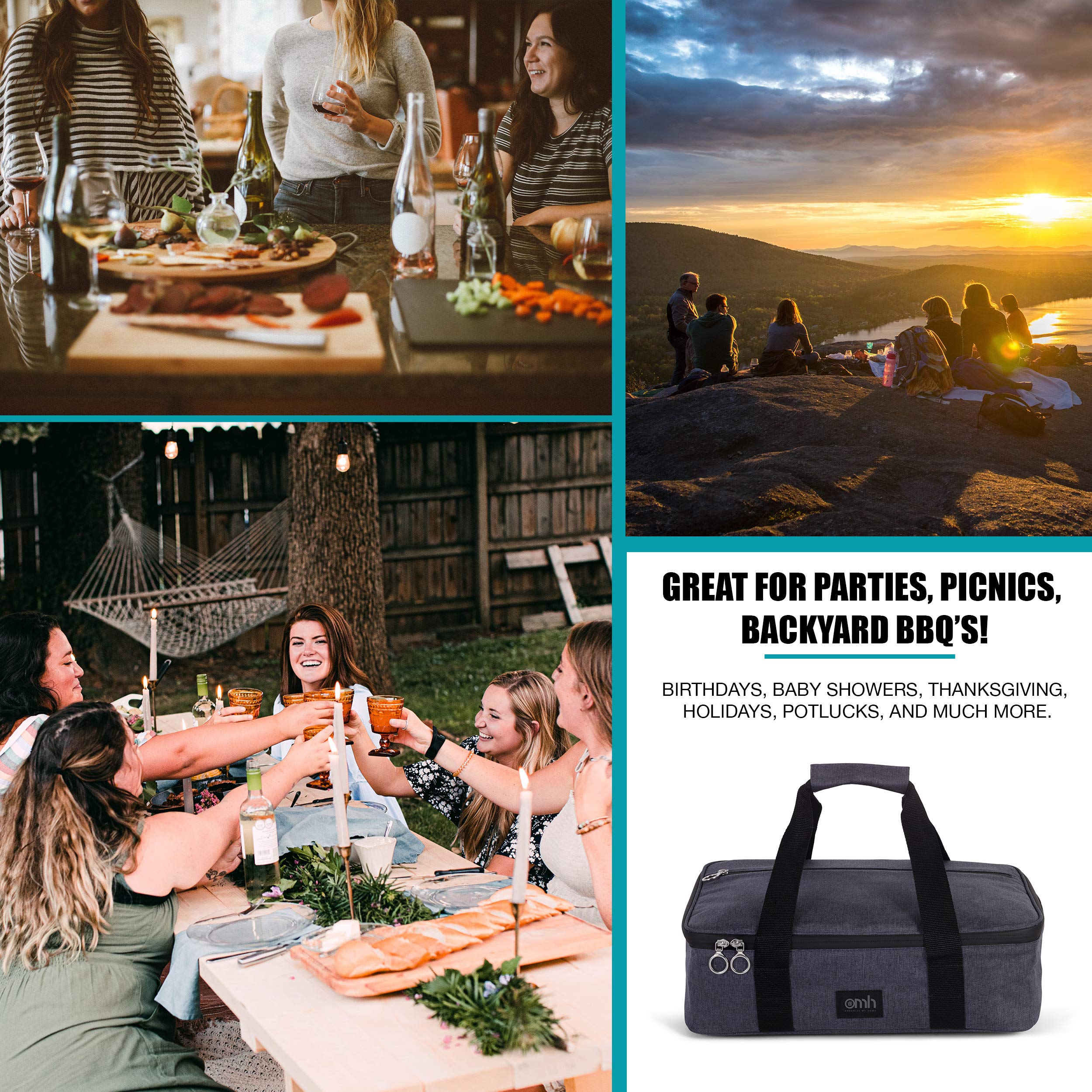 Insulated Casserole Carrying Case for Hot or Cold Food Storage, Perfect for Potlucks, Parties, Picnics, and Cookouts; Fits 9” x 13” Baking Dishes; Lasagna Casserole Carrying Case (Teal)