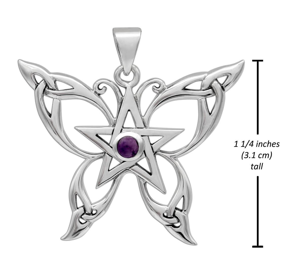 Dryad Design Butterfly Pentagram Pentacle Pendant Wiccan Witchcraft Sterling Silver Natural Amethyst Jewelry