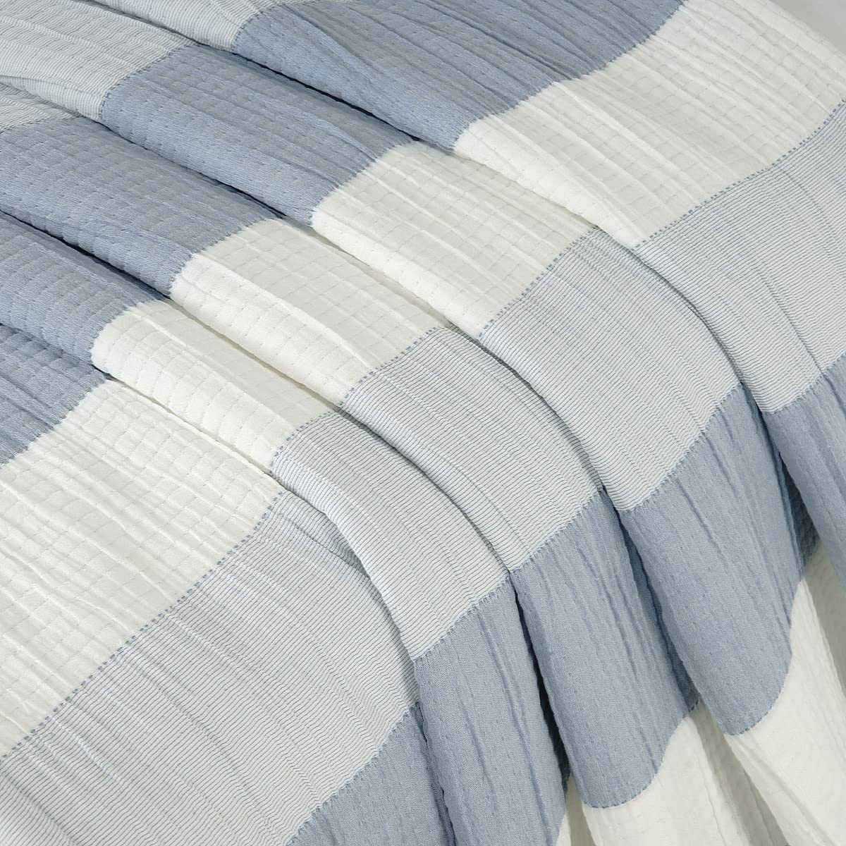 DOWN HOME Lyocell Blends Blanket Throw Reversible Super Soft Stripe Blanket Throw 60x80inch Blue