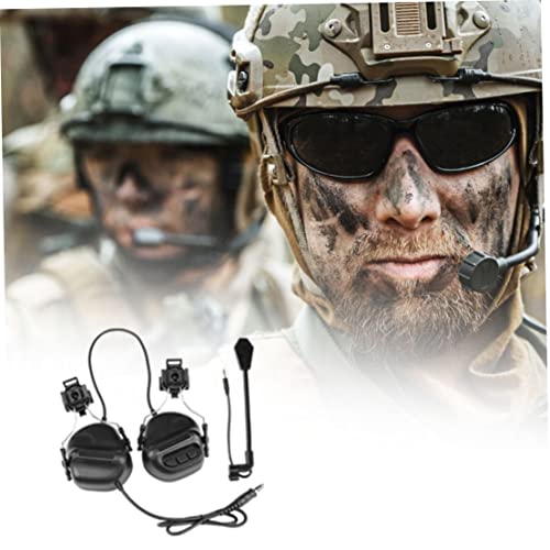 EElabper Army Tactical Shooting Headset, the Fifth Generation Military Helmet Headset Air Gun Paintball Headset Cs War Game Accessories Black
