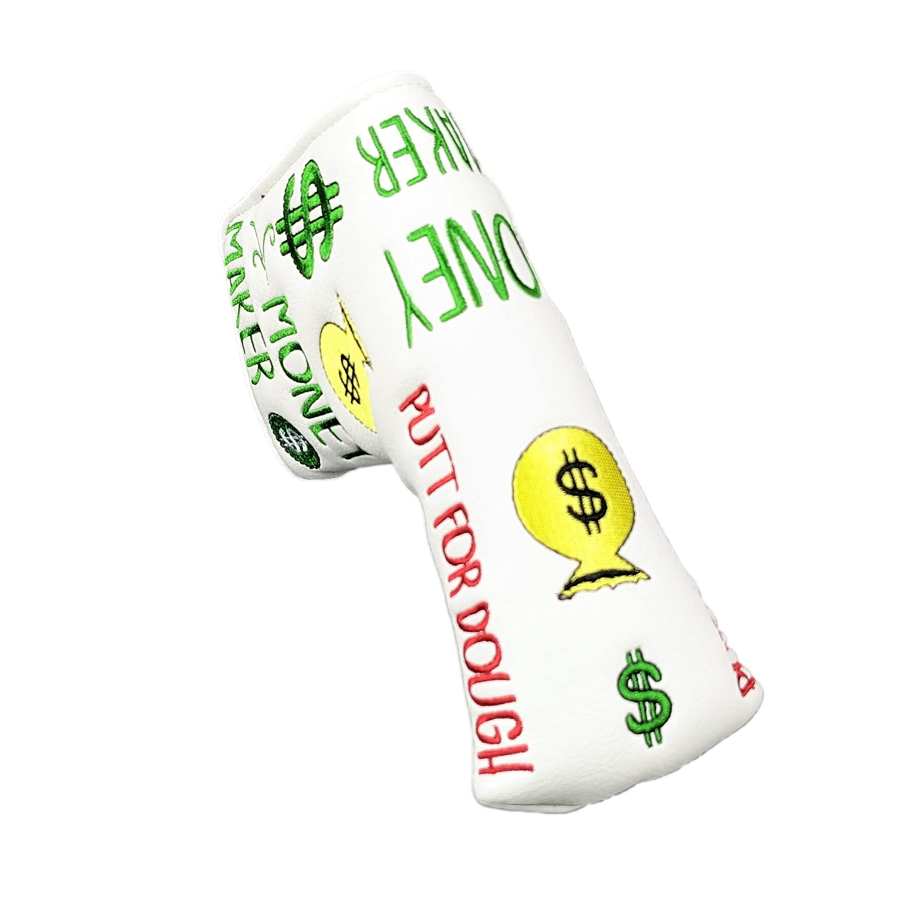 Foretra Putt for Dough - Money Maker White Golf Putter Headcover Quality PU Leather Magnetic Closure for Blade Style Putters