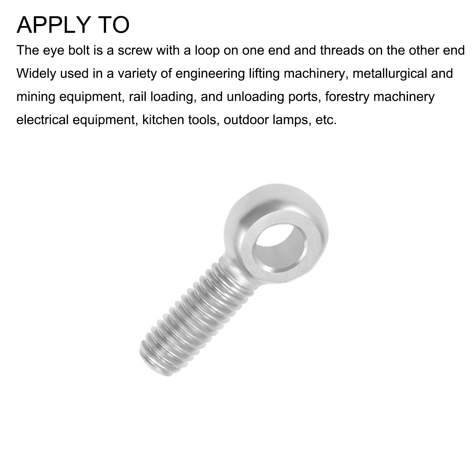 METALLIXITY Shoulder Swing Lifting Bolt (M8x50mm) 2Pcs, 304 Stainless Steel Eye Bolts - for Home Renovation, Pipeline Gate Valves Fasteners, Silver