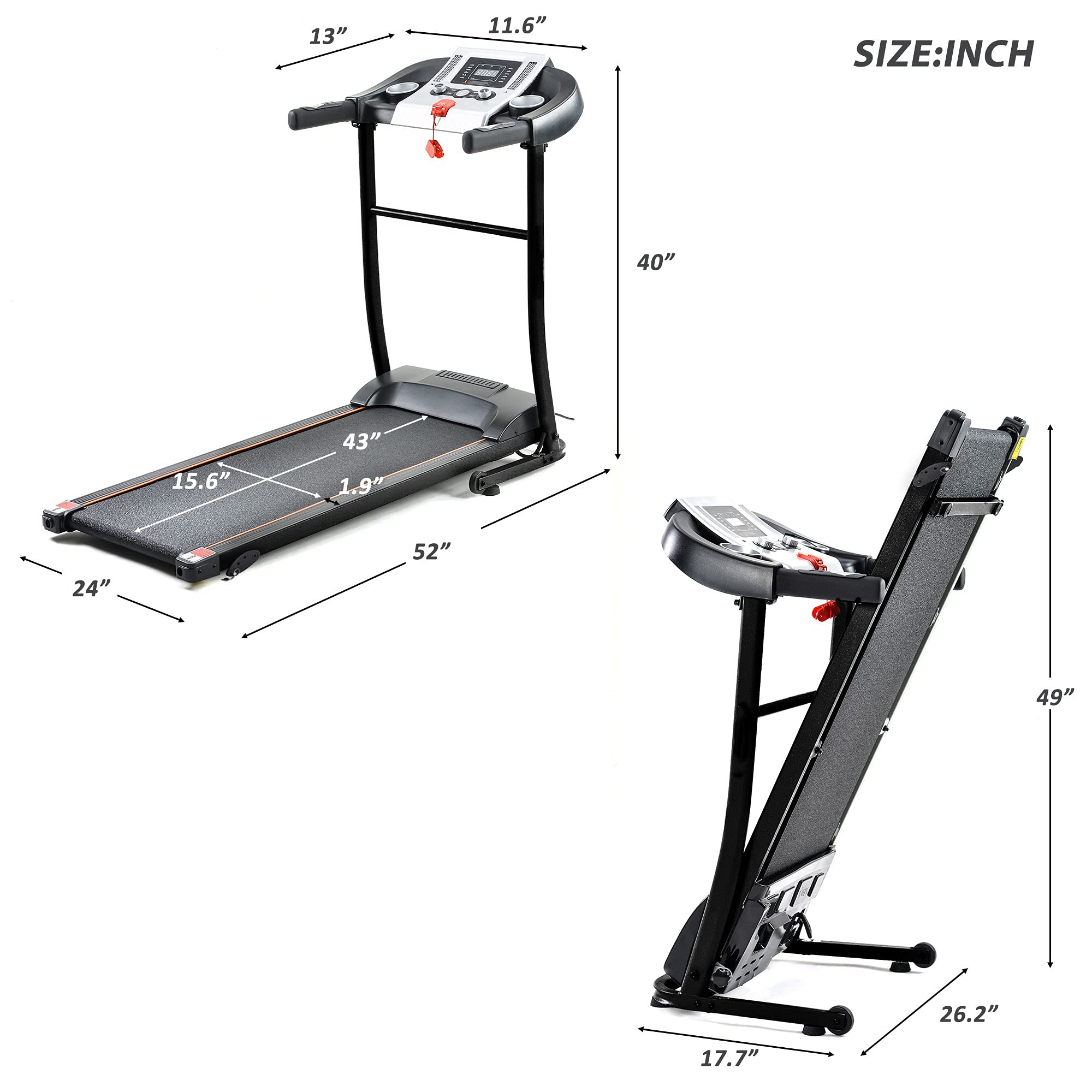 Electric Walking Treadmill Bike Treadmill for Home Folding Walking Jogging Exercise Treadmill with Auto Incline for Running and Walking Jogging Exercise