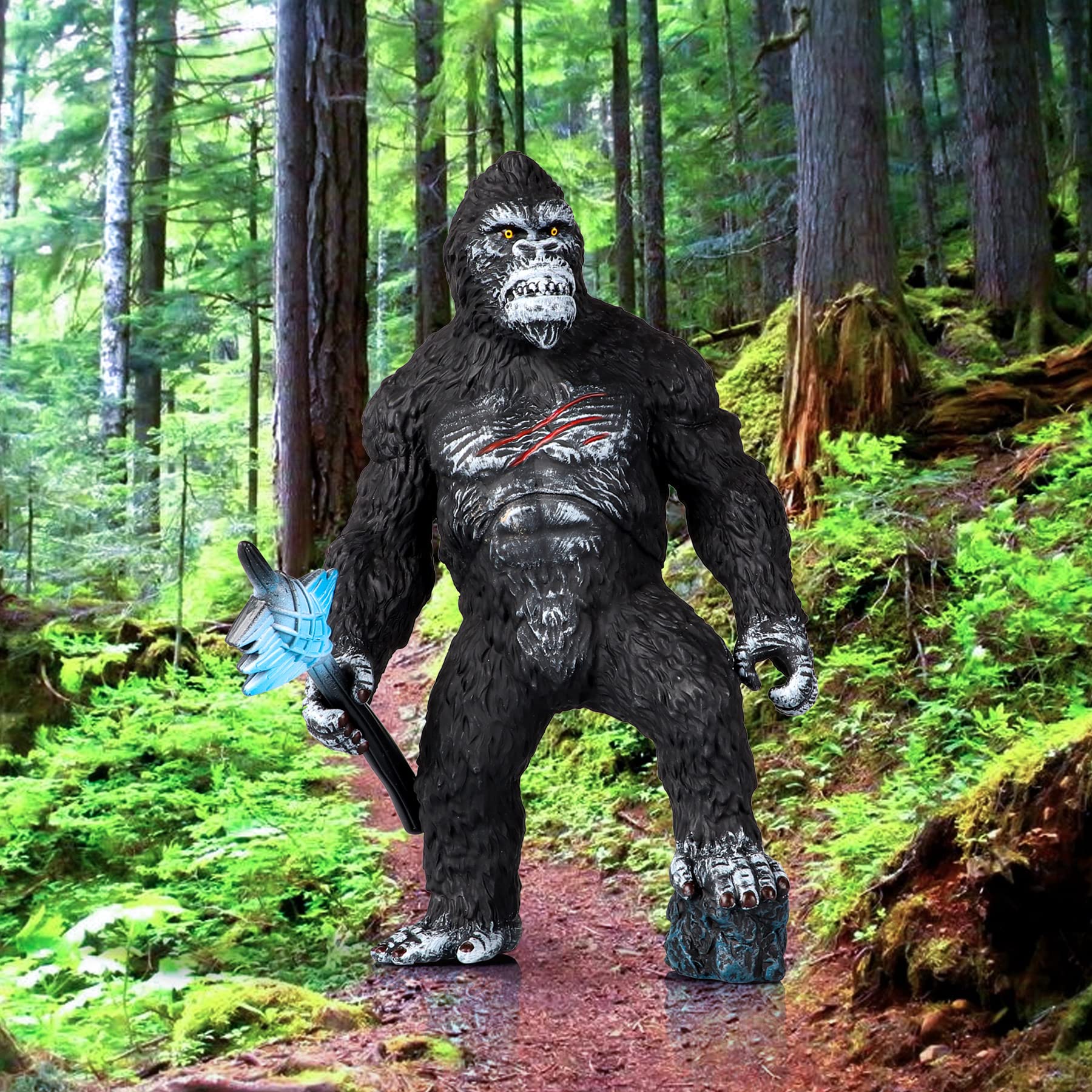 Happy dream King Kong Gorilla Realistic Action Figure Toy Movie 2021 Detachable Tomahawk Weapon Chimpanzee Simulation Model Collection Decoration Gift