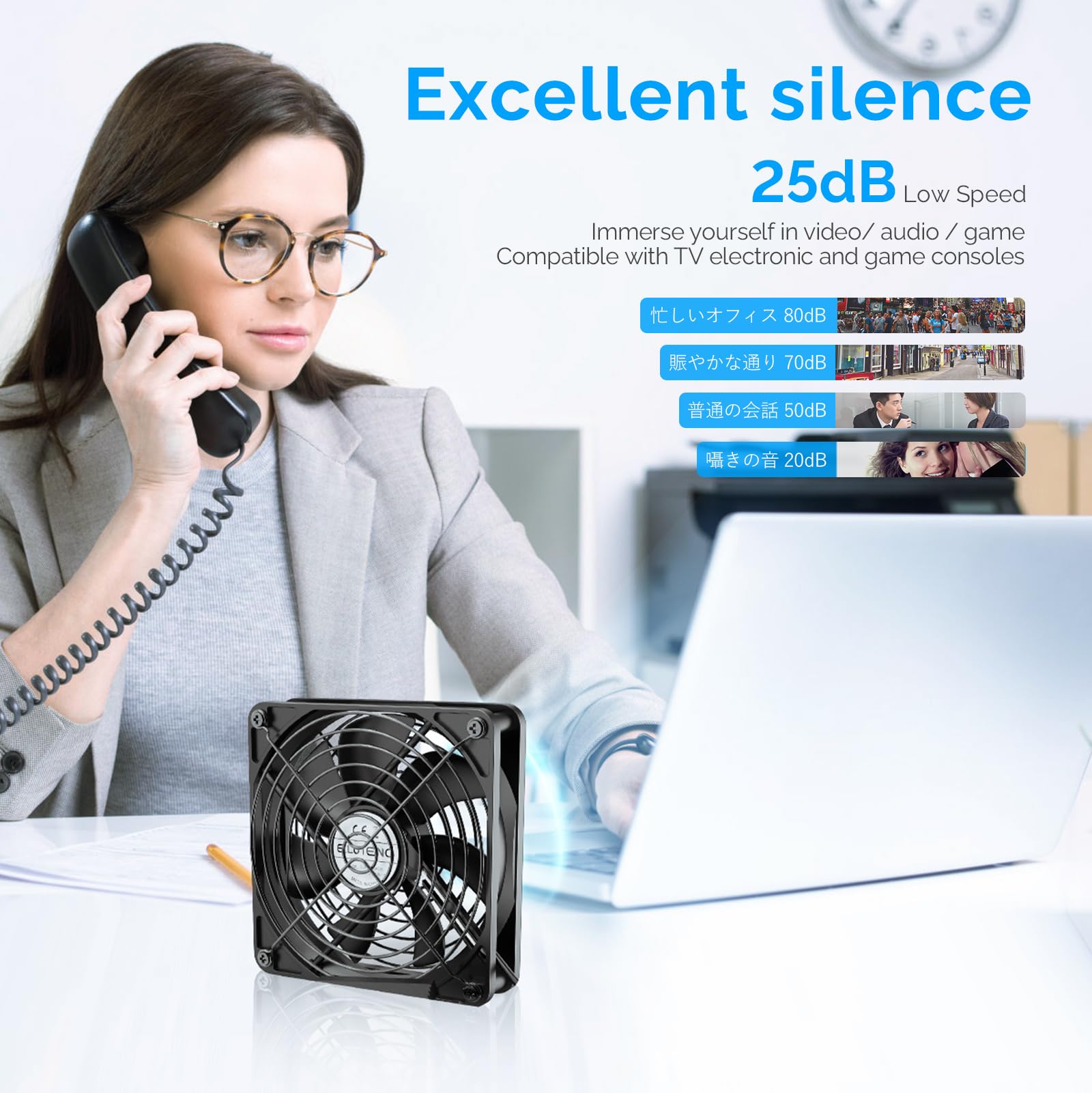 ELUTENG USB Cooling Fan 140mm Quiet USB Computer Fan 5V USB Ventilation Fan 3 Speed Control for Receiver DVR Playstation Xbox Computer Cabinet Cooling 140 x 140 x 25mm