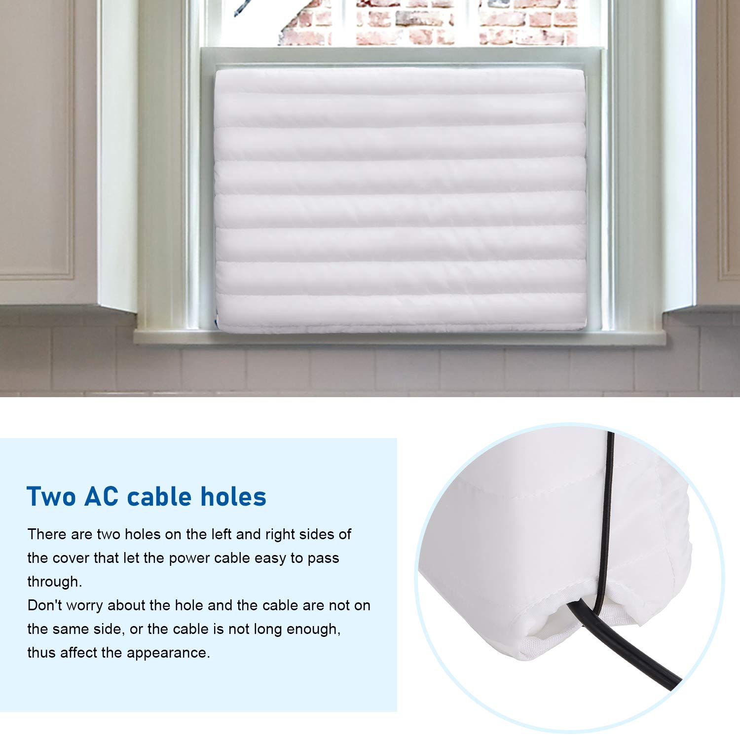 FORSPARK Indoor Air Conditioner Cover, AC Covers for Inside with Free Drawstring, 21 x 15 x 3.5 inches (L x H x D) - White