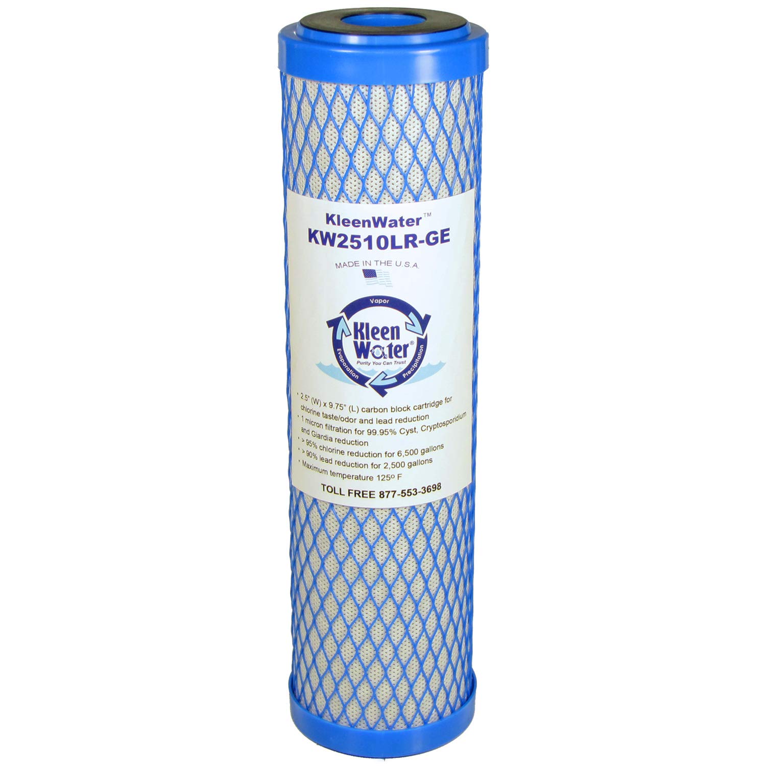 KleenWater Carbon Block Water Filter Replacement Cartridges, Compatible with OmniFilter CB1 and CB3, Made in the USA, Pack of 3